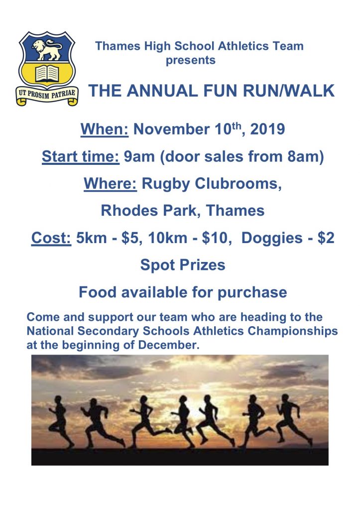 Athletics Team Fun Run/Walk Fundraiser - Thames High School